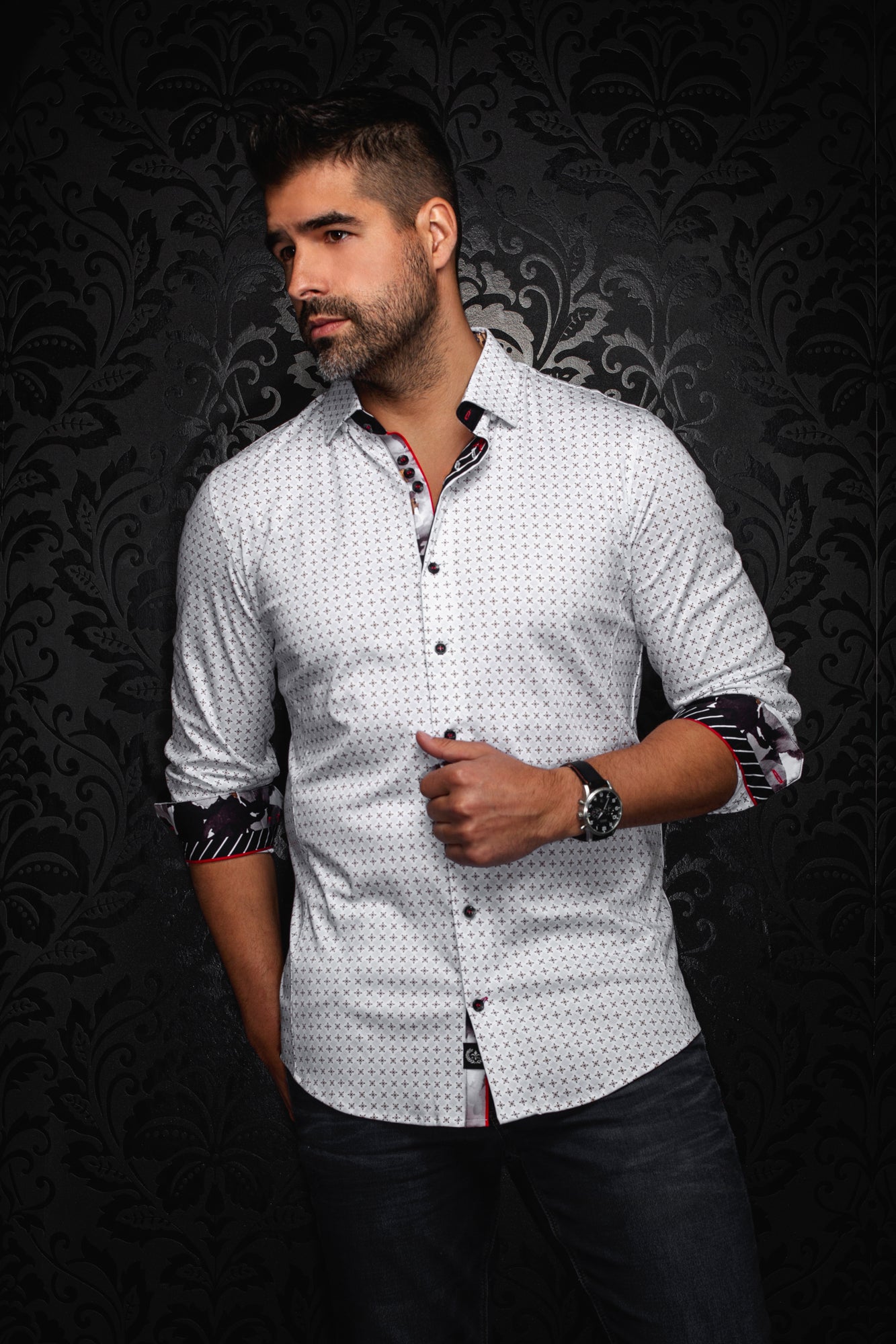 Men's long-sleeve Knit shirt by Au Noir | GENESIS White Gold ...