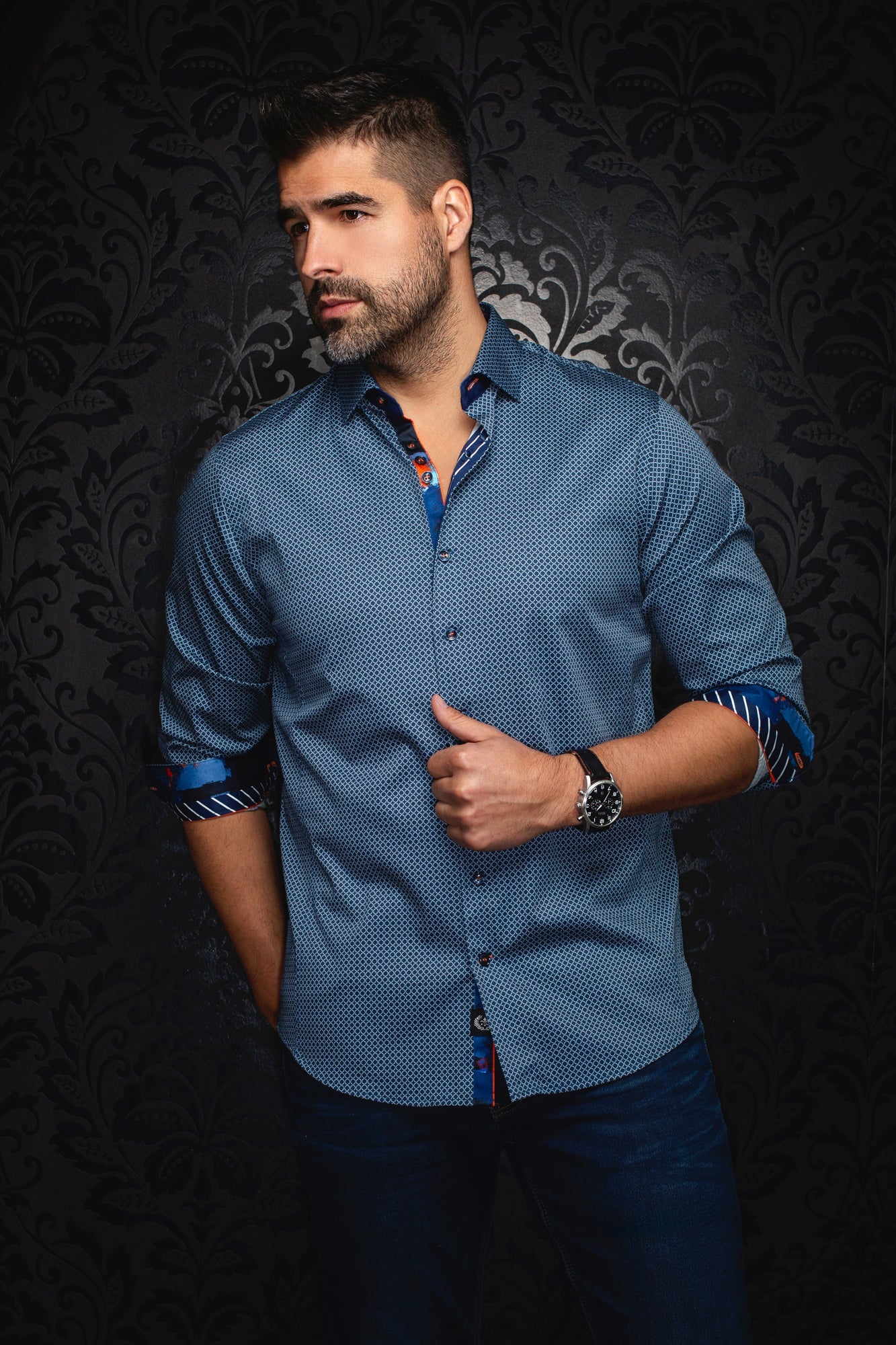 Men's long-sleeve Knit shirt by Au Noir | SUNDANCE Navy | Available on ...